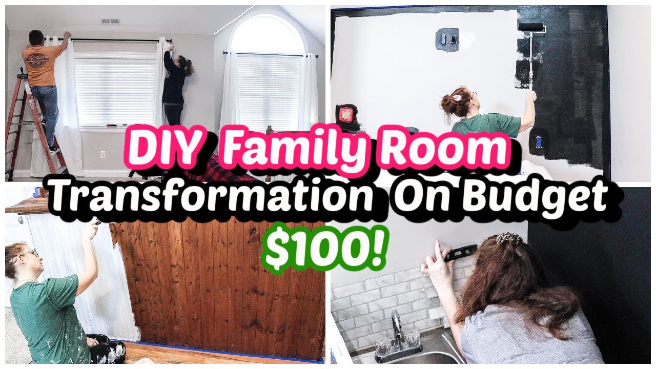 DIY Family Room Transformation | Timelapse Living Room Makeover on a ...