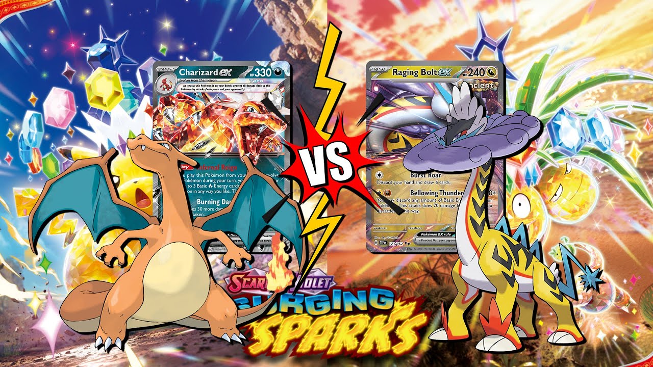 CHARIZARD PIDGEOT vs RAGING BOLT OGERPON - SURGING SPARKS | POKEMON TCG ...