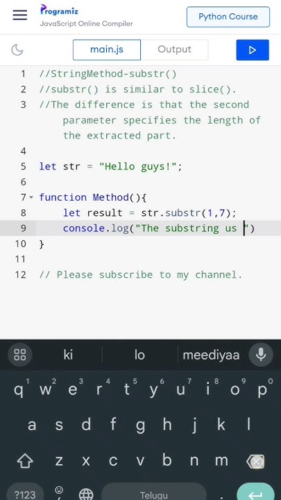 SubstringMethod-substr()#codeing #programs#javascript#education#code#shorts#short#minivlog# ...