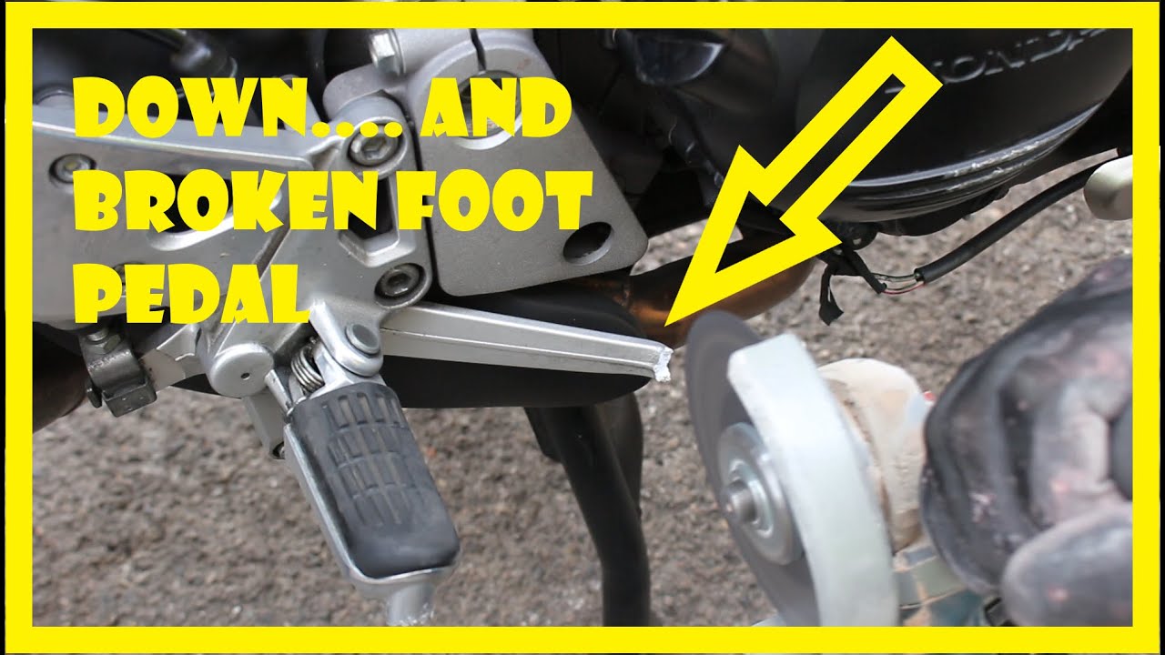 Broken motorcycle brake pedal repaired - YouTube