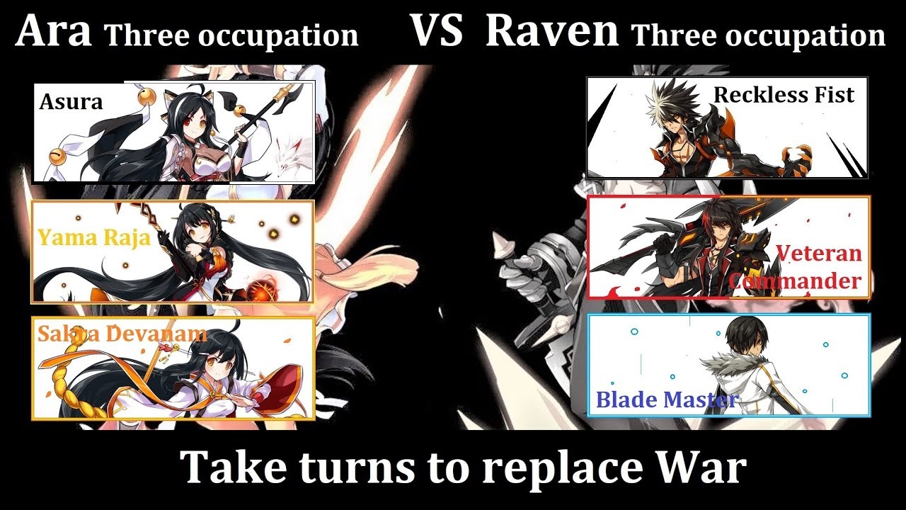 【Elsword TW】Ara(AS、YR、SD) vs Raven (RF、VC、BM) PvP 1v1 - No Skill (Take ...