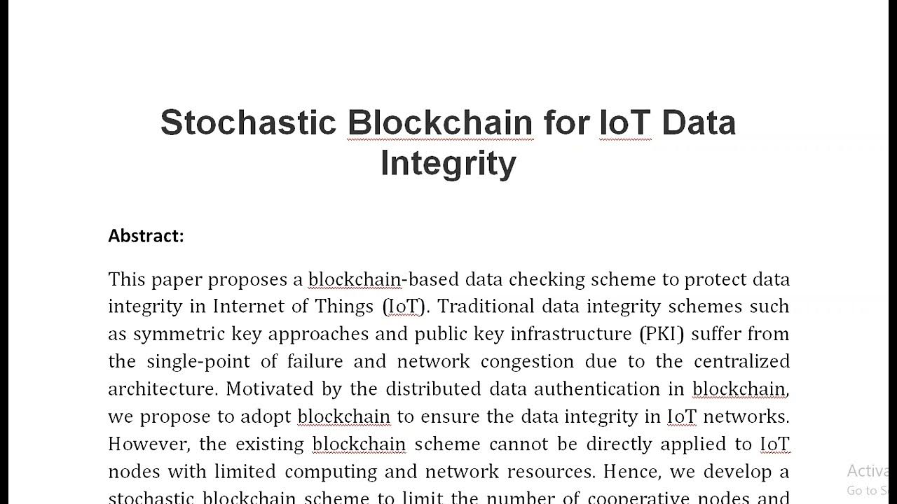 Stochastic Blockchain for IoT Data Integrity - YouTube
