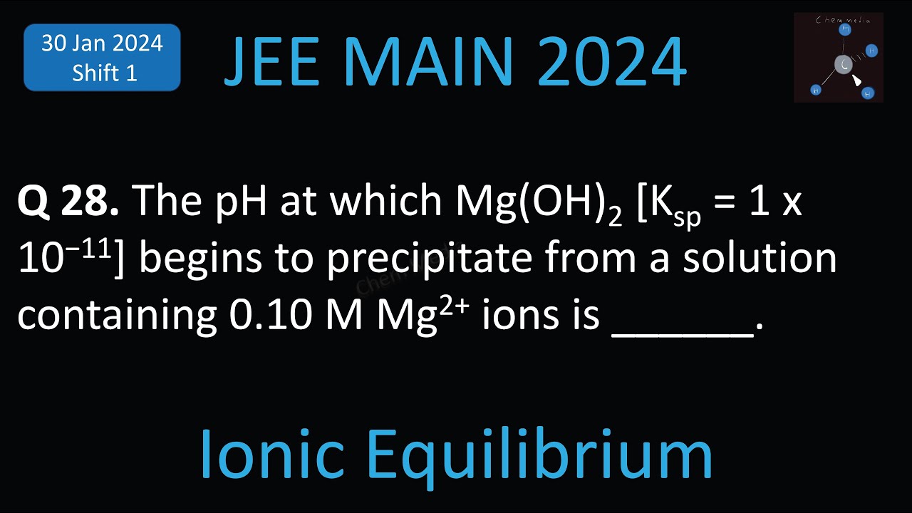 The pH at which Mg(OH)2 [Ksp=1 x 10−11] begins to precipitate from a ...