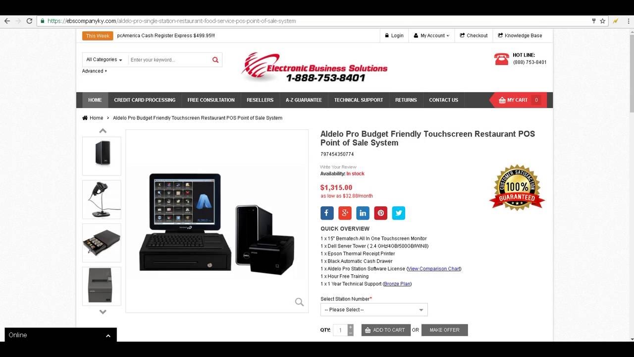 Aldelo Pro Single Station POS System by Electronic Business Solutions ...