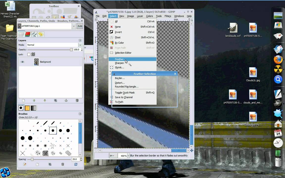 Quick Cutouts With Feathering using GIMP - YouTube