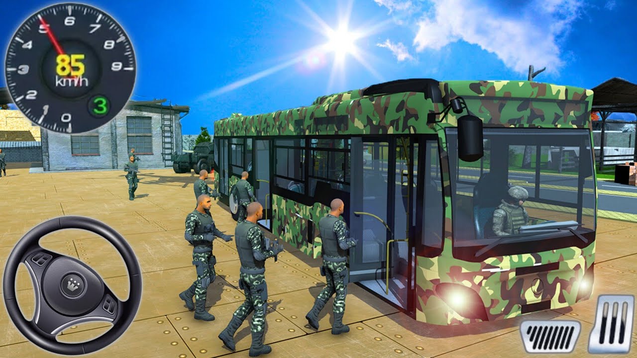 Army Bus Driver US Soldier Transport Duty - Offroad Military Coach Bus ...