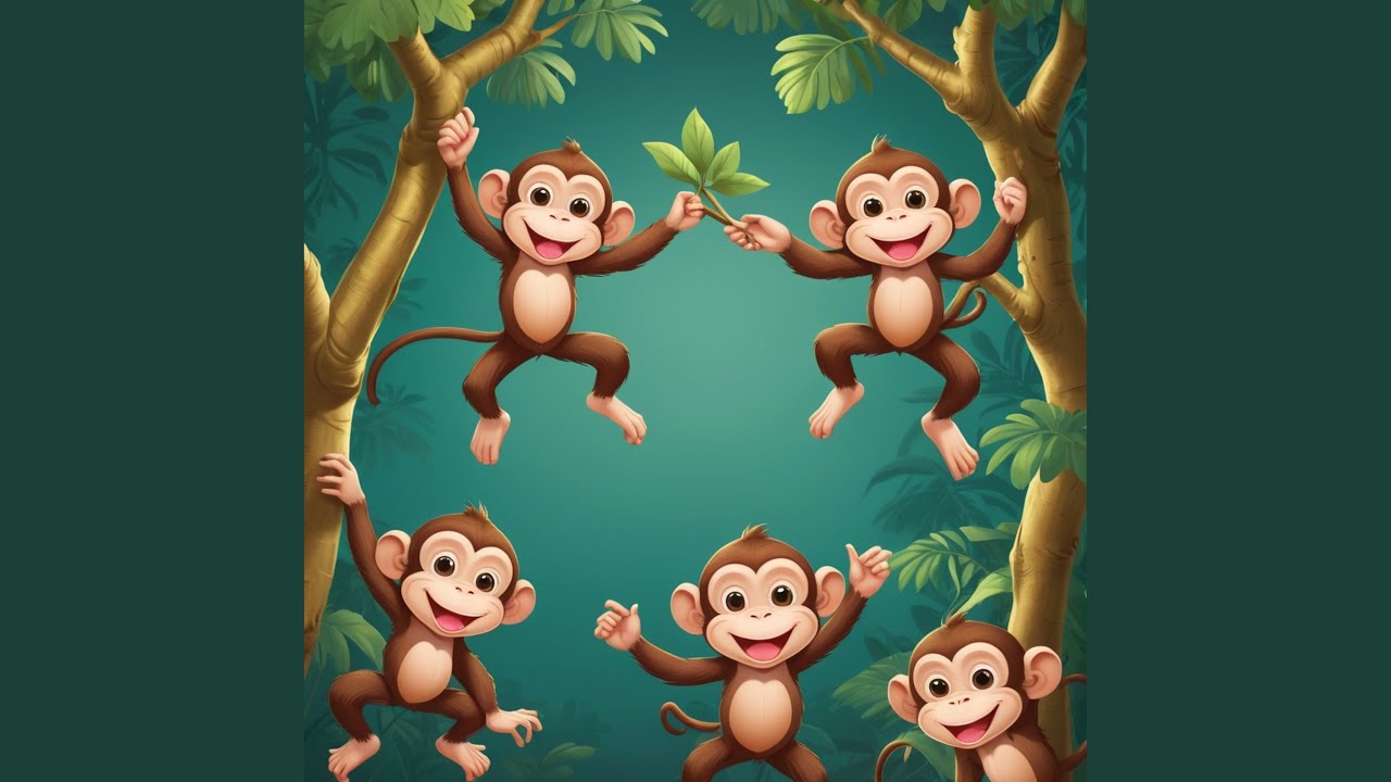 five little monkey jump in the tree with smile and happy - YouTube
