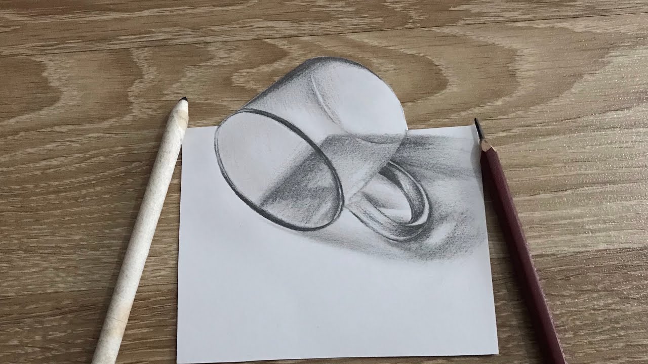 How to draw 3d cup tutorial - kolayı üç boyutlu bardak çizimi ...