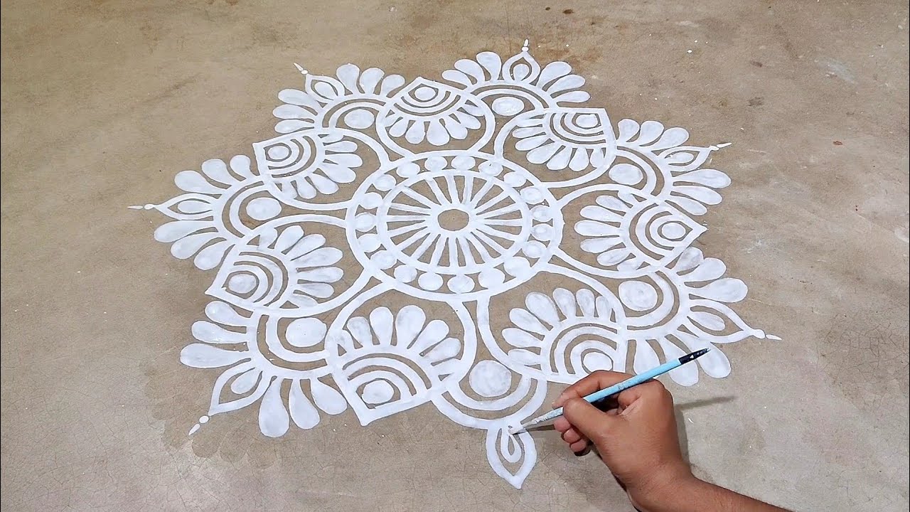 New Simple And Easy Alpana Design// Step by Step// - YouTube