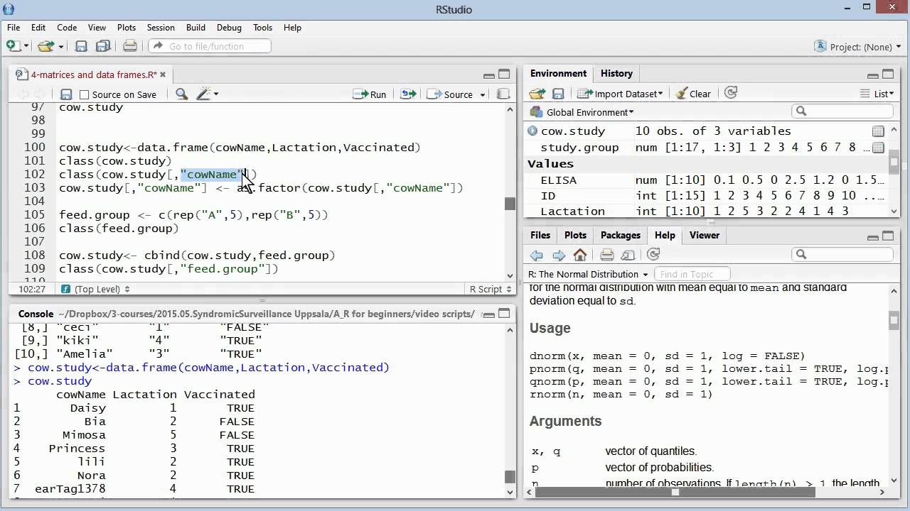 R For Epidemiologists 3 Matrices Arrays Data Frames And More Youtube 1143