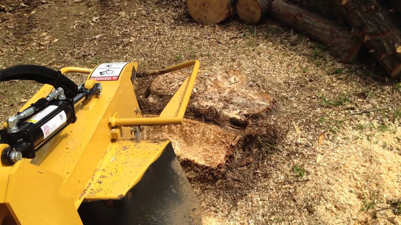 Vermeer SC30TX grinding on a cypress stump - YouTube