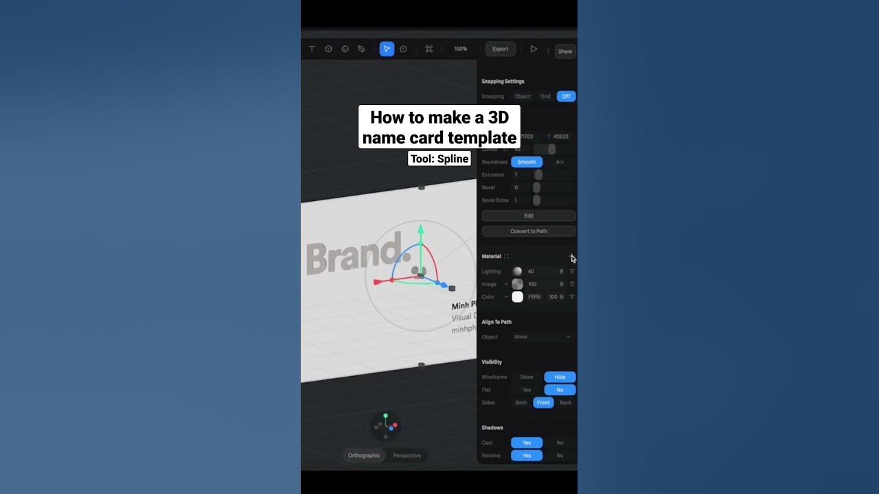 How to make a 3D name card template - Spline tutorial - YouTube