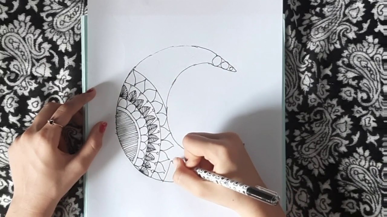 Mandala moon drawing ~ art and craft - YouTube