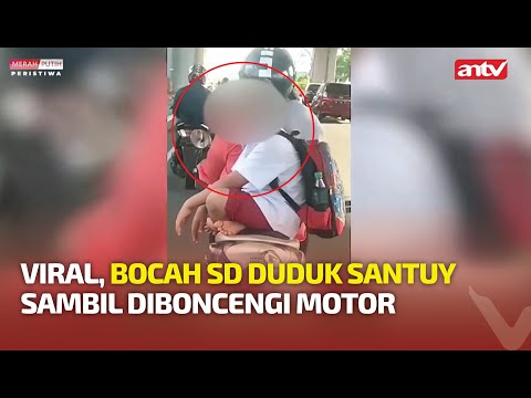 VIRAL, BOCAH SD DUDUK SANTUY DIBONCENG MOTOR SAMBIL DUDUK BERSILA