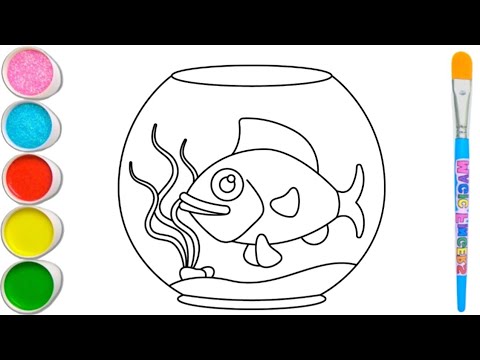 Draw a Unique Fish Pot Drawing, Colouring, Painting For Kids & Toddlers ...