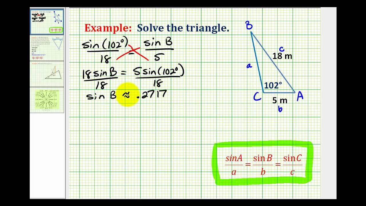 Example: Solve a Triangle Using the Law of Sines - YouTube