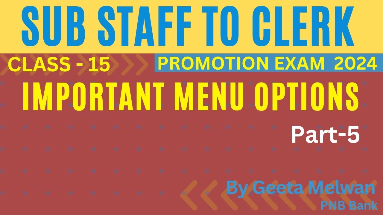 Important menu options | Fincle menu options | Sub Staff to Clerk ...