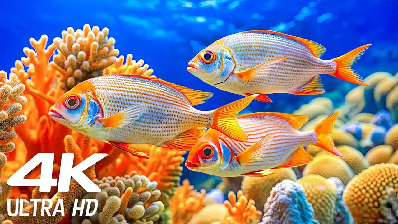 4K Aquarium Ultra HD🐬Marvel at Sea Animals with Relaxing Music🐠Coral ...