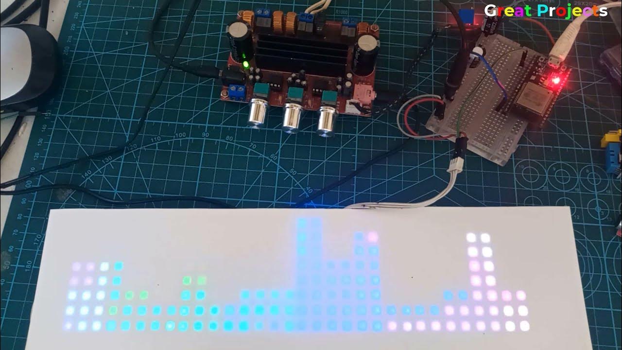 Spectrum Music Visualizer 16Band With ESP32 and WS2812 8x32 - YouTube