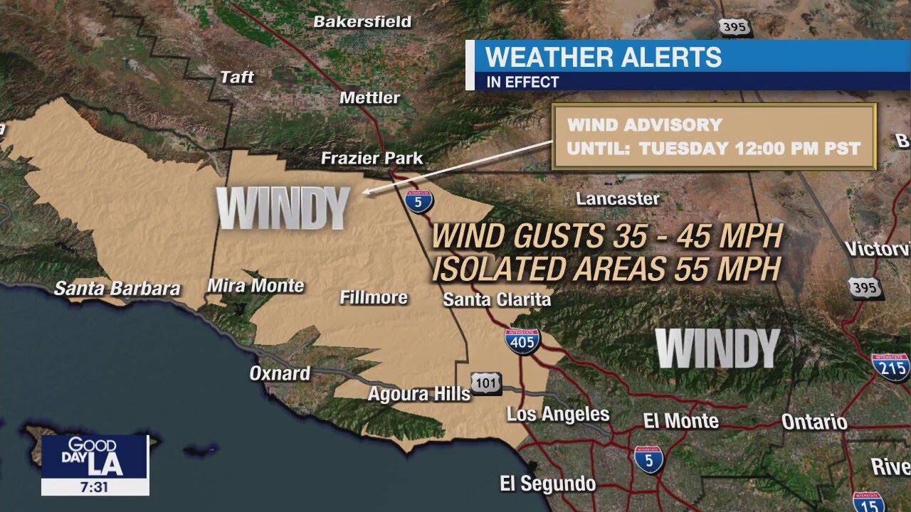 Wind Advisory issued for much of Southern California - YouTube