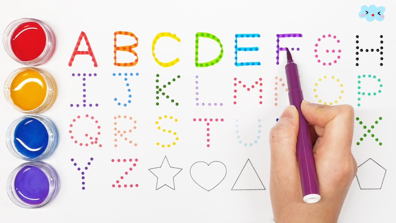 Writing the alphabet along the dotted lines for toddlers and kids | ABC ...