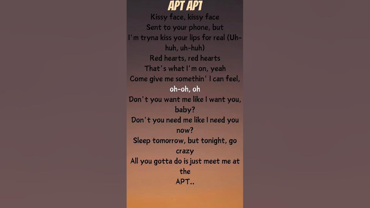 Apt Apt lyrical song || Bruno Mars & Rose || #np0 #lyrics #song #apt ...