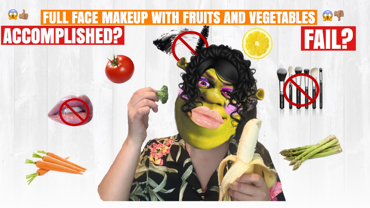 Full Face of Makeup Using Only Fruits and Vegetables - YouTube