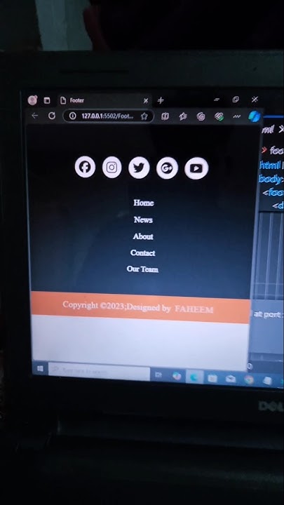 How to add footer in html website | #yt #ytshorts #shorts #shortsfeed - YouTube