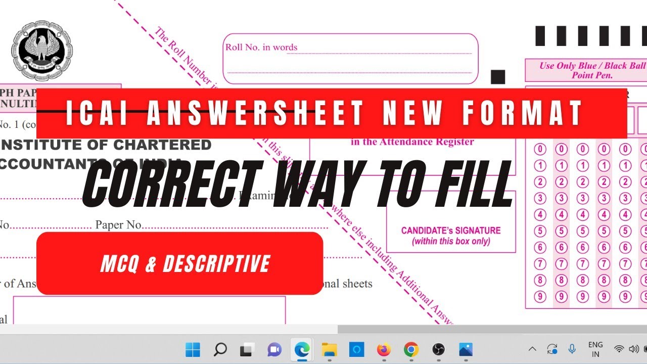 ICAI New Answersheet Format | correct Way To Fill ICAI Descriptive ...