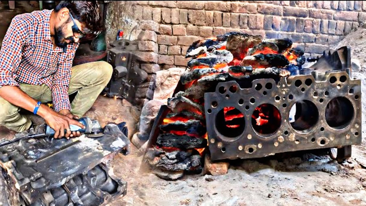 The Engine Block was Cracked and was Soldered in a burning fire. - YouTube