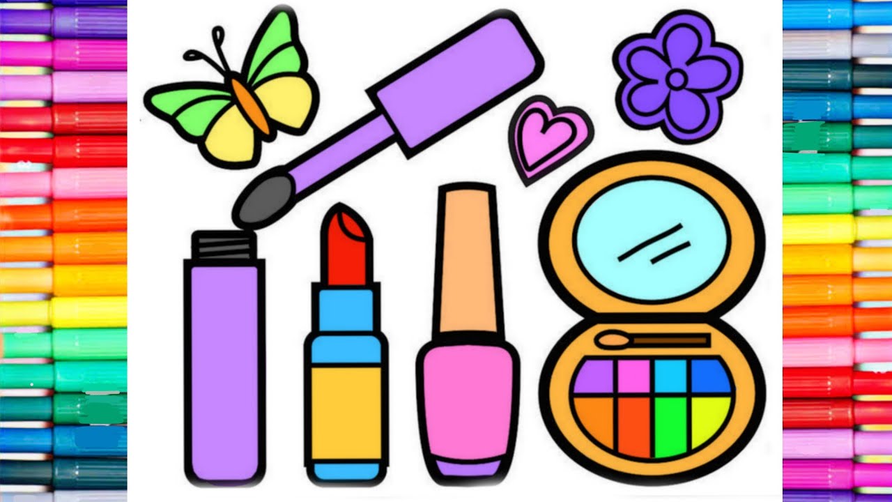 How to draw cute easy makeup set easy drawing step by step - YouTube