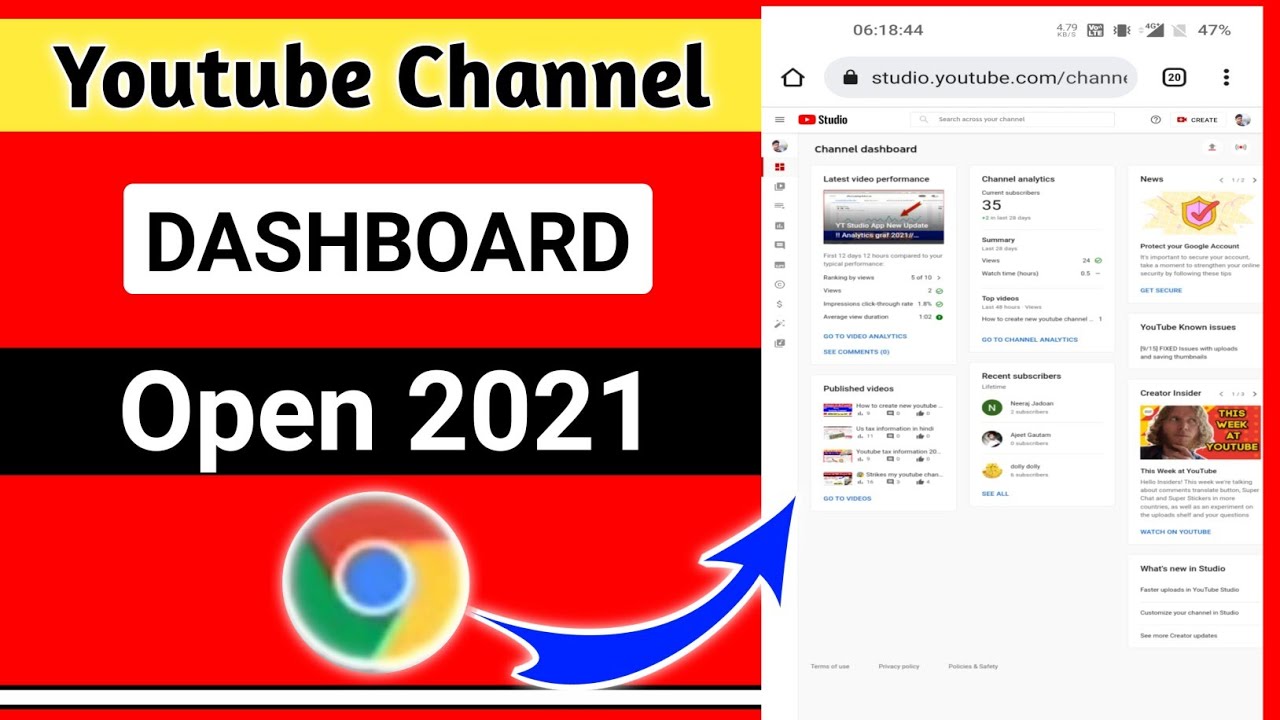 YT Channel Dashboard Open कैसे करें "Chrome browser" || Open Channel ...