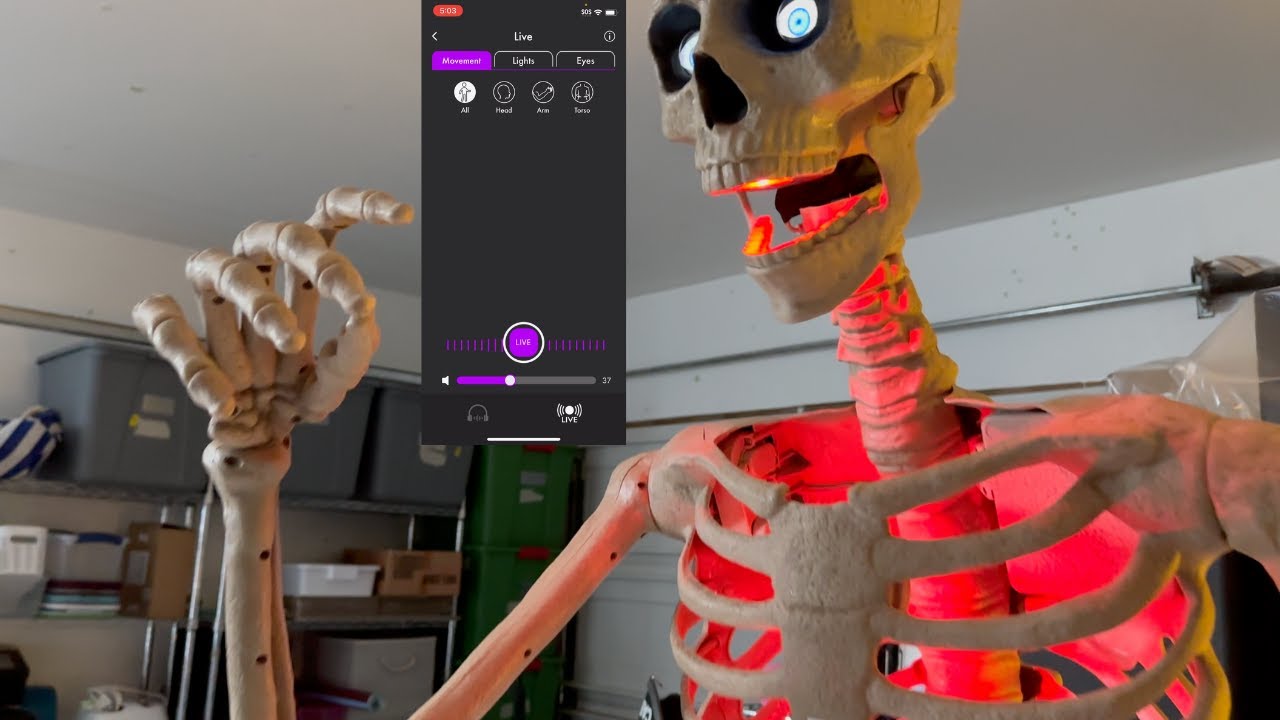 6 5 ft Grave & Bones Animated LED App Controlled Ultra Skelly with ...