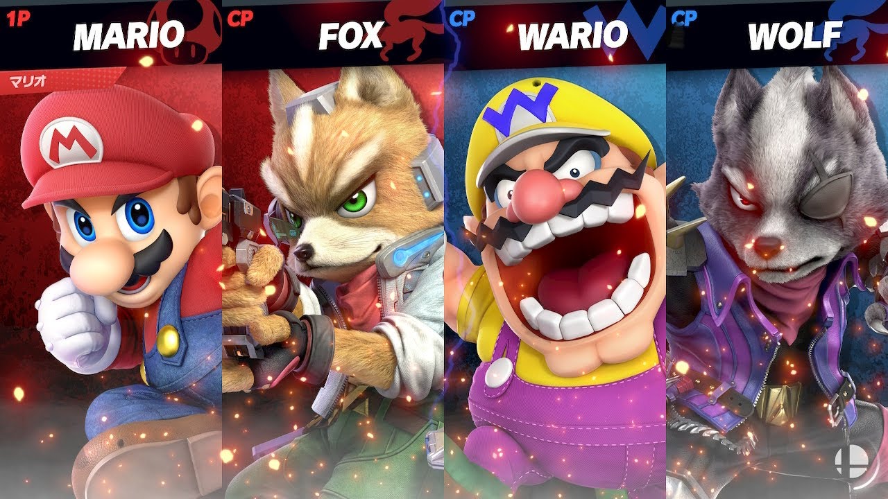 Super Smash Bros Ultimate Mario and Fox vs Wario and Wolf - YouTube