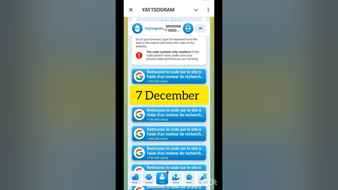 Yaytsogram Google task code today 7 December | yaytsogram google code today #googlecode # ...