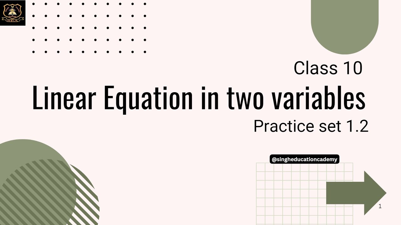 10th Algebra Chapter 1| Practice Set 1.2 | Linear Equations in Two Variables | Lecture 5 | # ...