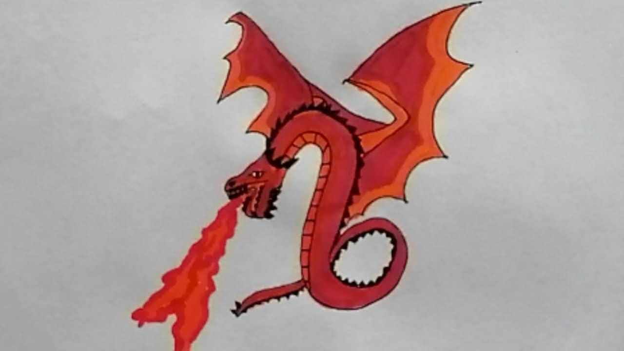 How to Draw Flying Dragon / Dragon Drawing and Coloring - YouTube