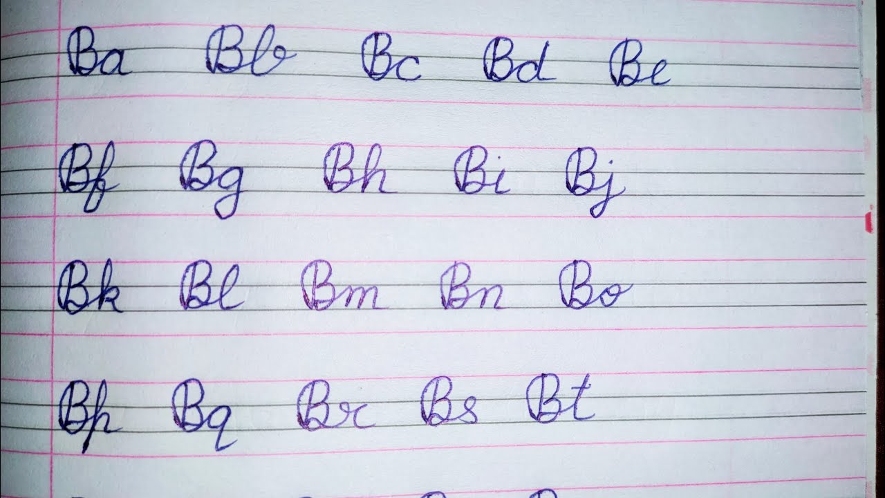 Cursive writing/ Joining letters with B/ cursive writing practice - YouTube