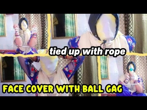 Face cover+cap with ball gag challenge tied up with rope escape challenge #itsfozii #challenge#hijab