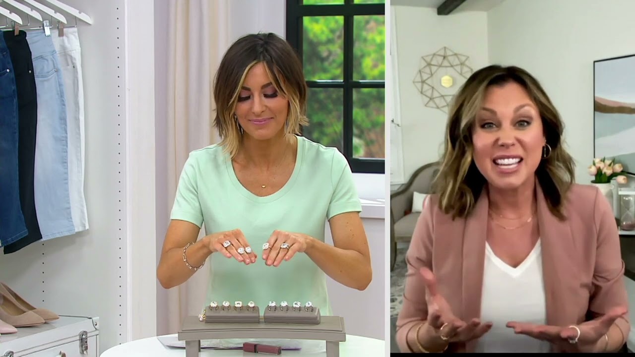 Diamonique 35th Anniversary x Amy Stran Double Halo Ring, Sterling on ...
