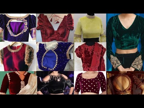 Velvet Blouse Designs New Model / Velvet Saree Blouse Ke Design ...