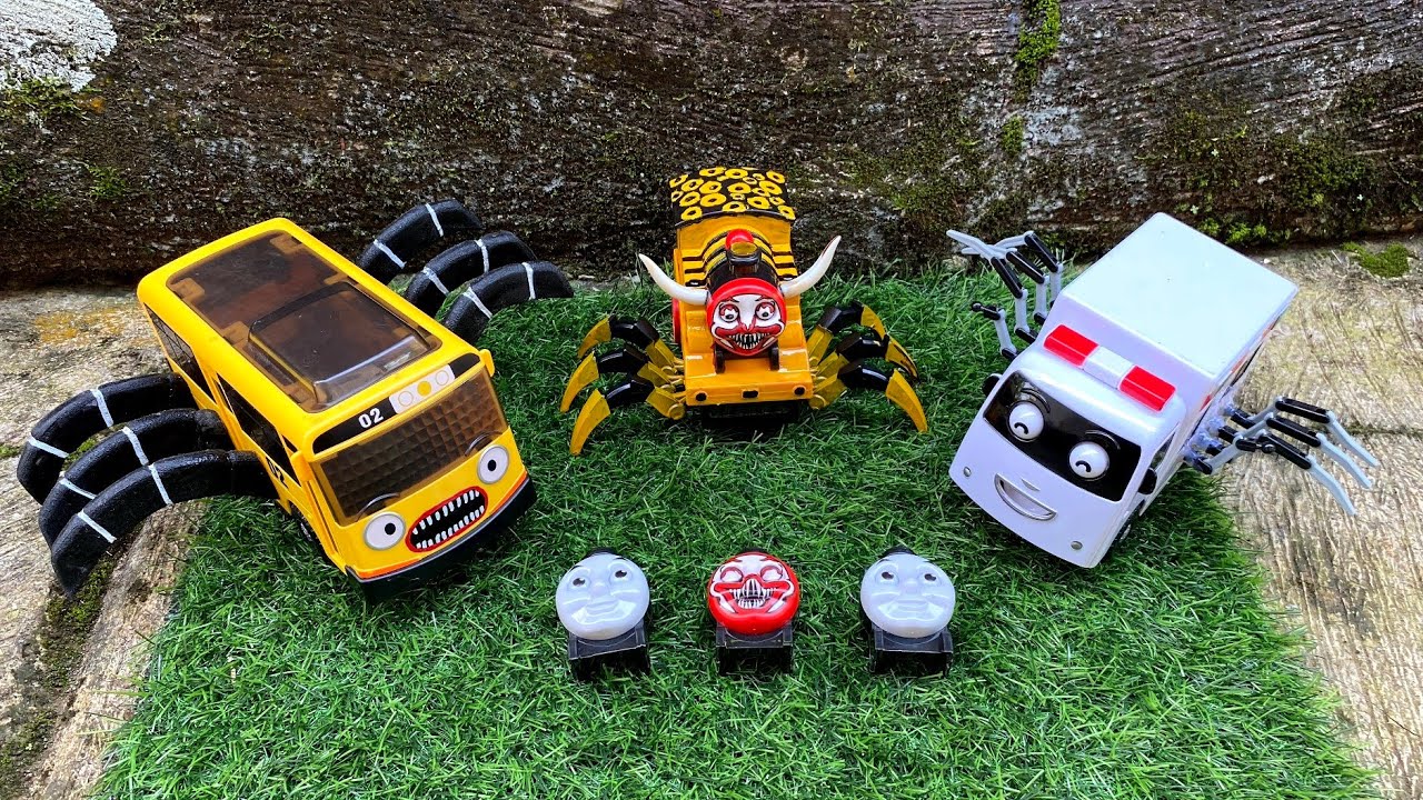Merakit Bus Tayo Monster, Ambulance Monster, Kereta Thomas Laba Laba ...