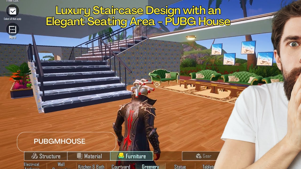Luxury Staircase Design with an Elegant Seating Area - PUBG House - YouTube