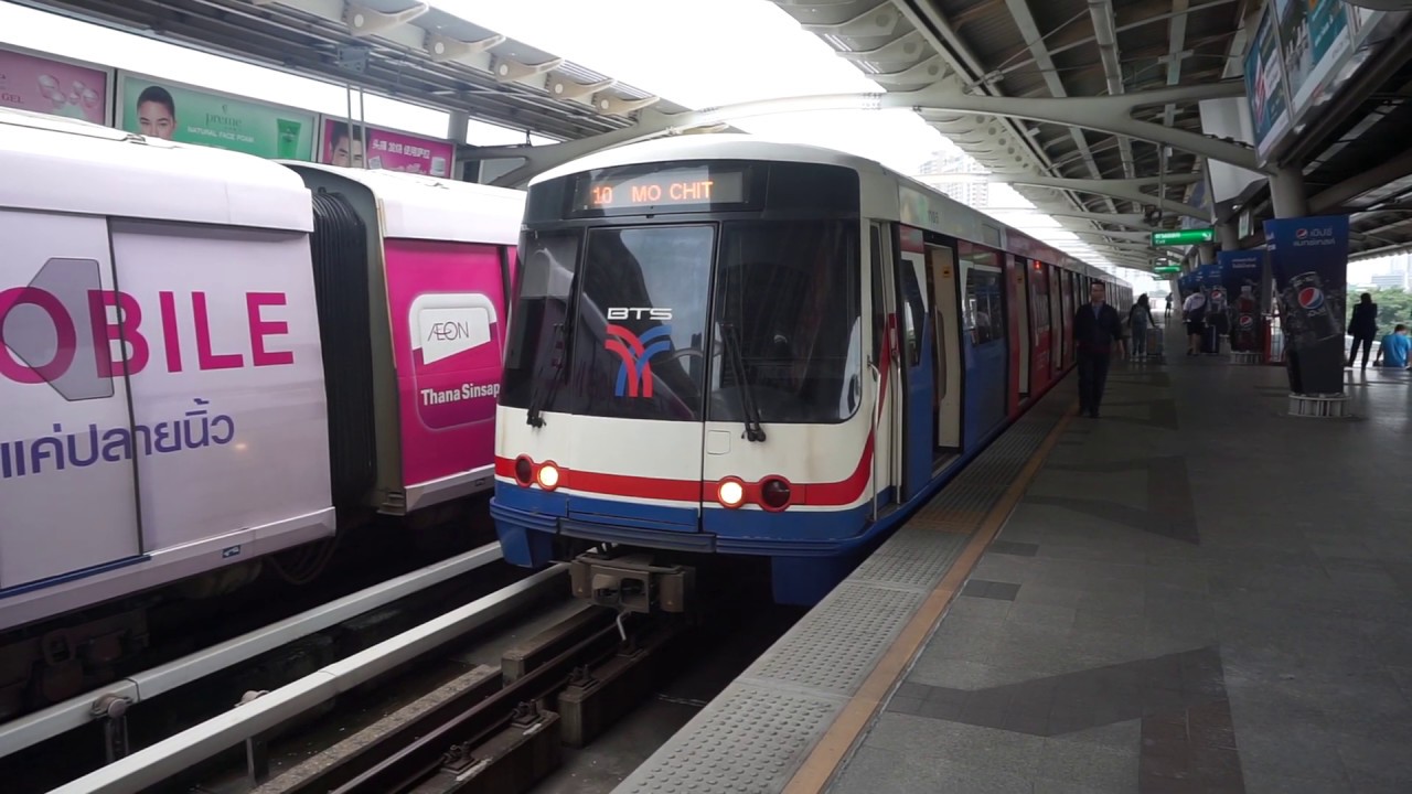 BTS Sukhumvit Line EMU-A1 Set 03 departing at Mo Chit - YouTube