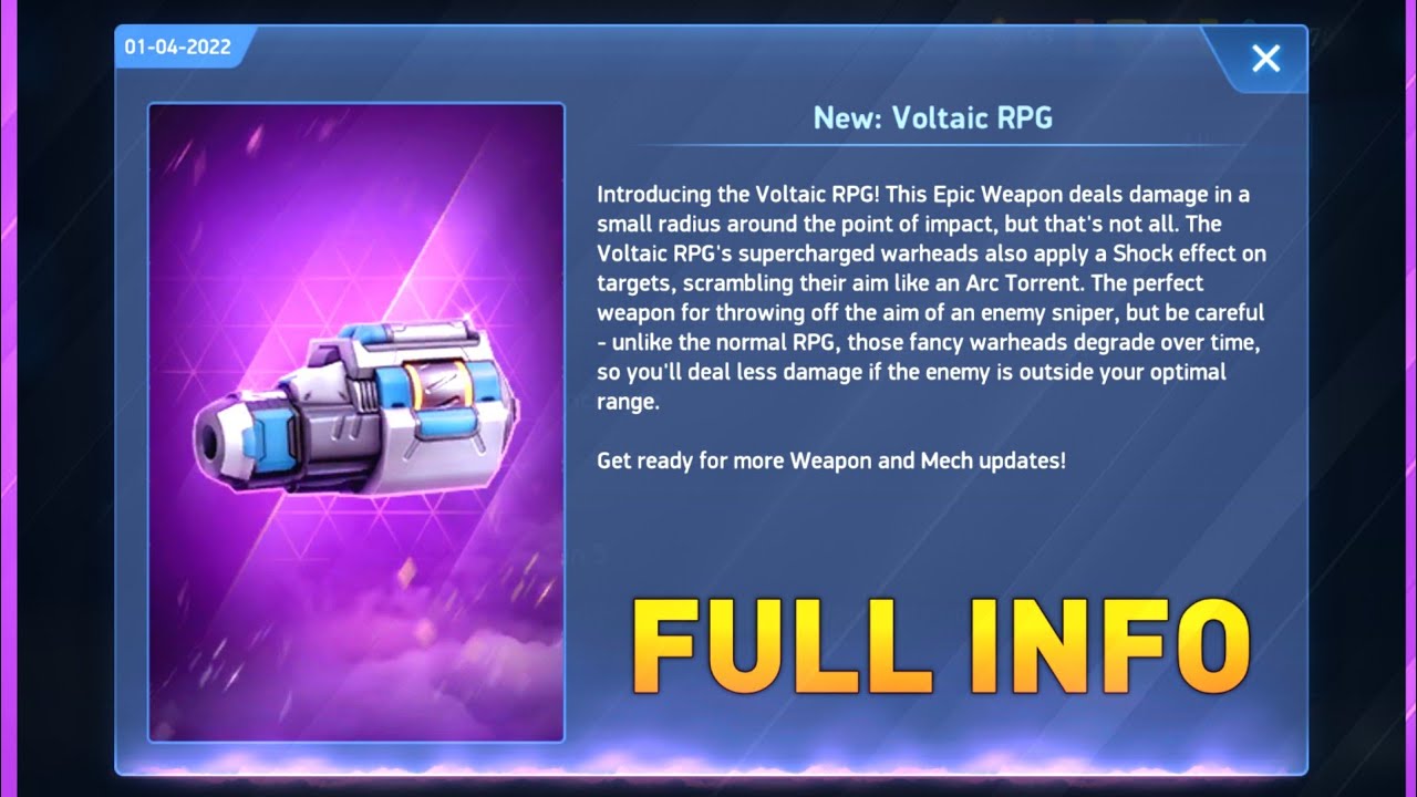 Voltaic RPG here | finally New Weapon Coming | Full info | Mech Arena ...