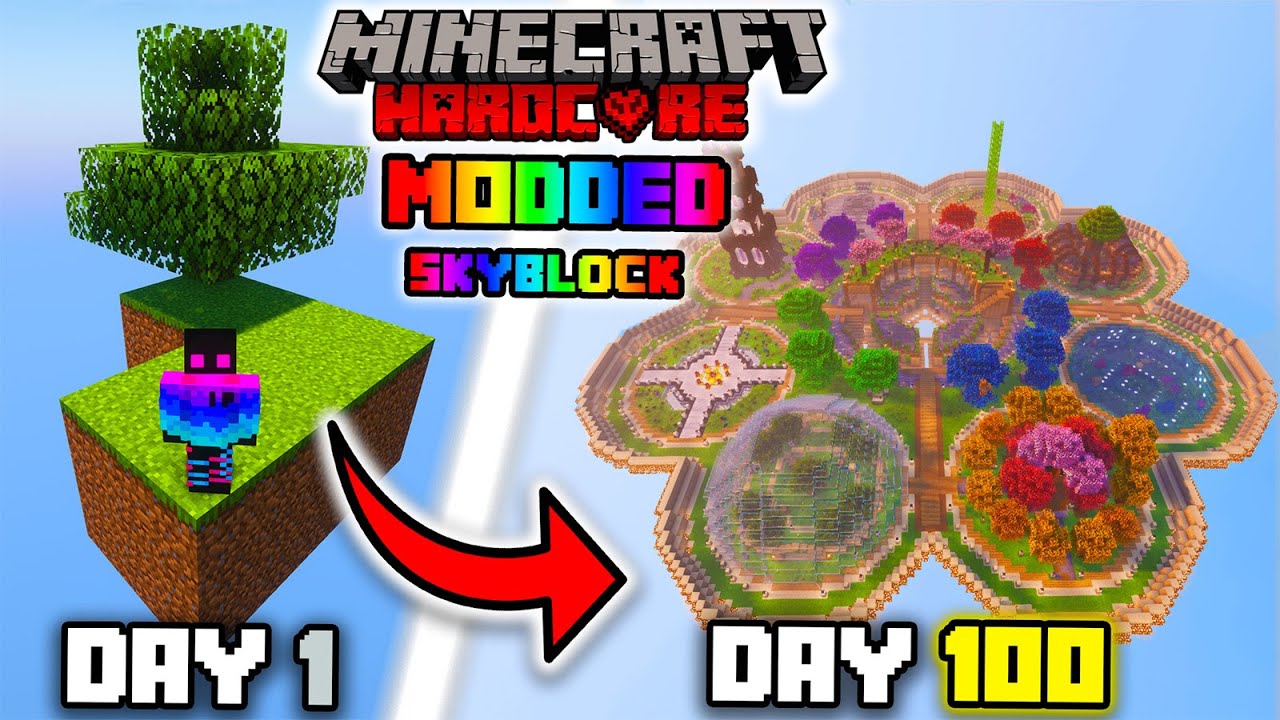 I Survived 100 Days in Modded Skyblock Hardcore!! - YouTube