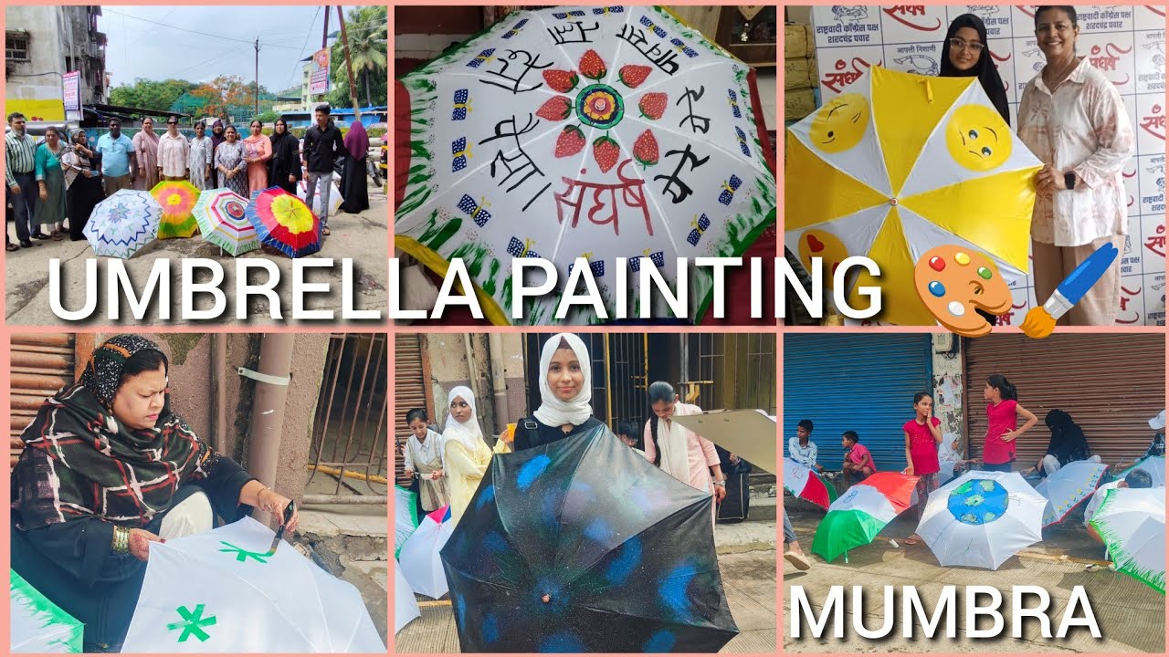 UMBRELLA PAINTING | COMPETITION | BAJI NE KITNA | UMBRELLA PAINT KIYA🎨🖌 ...