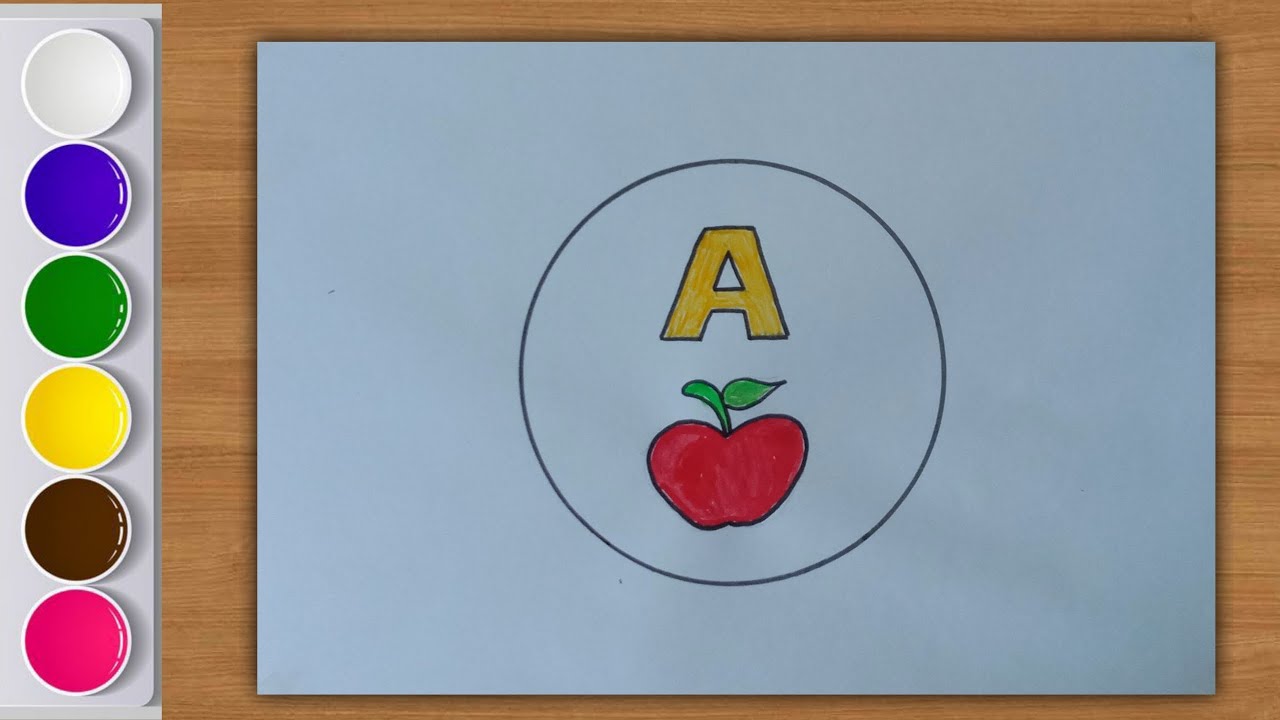 A For Apple Drawing Easy | How To Draw Apple | ABCD Alphabet Drawing ...