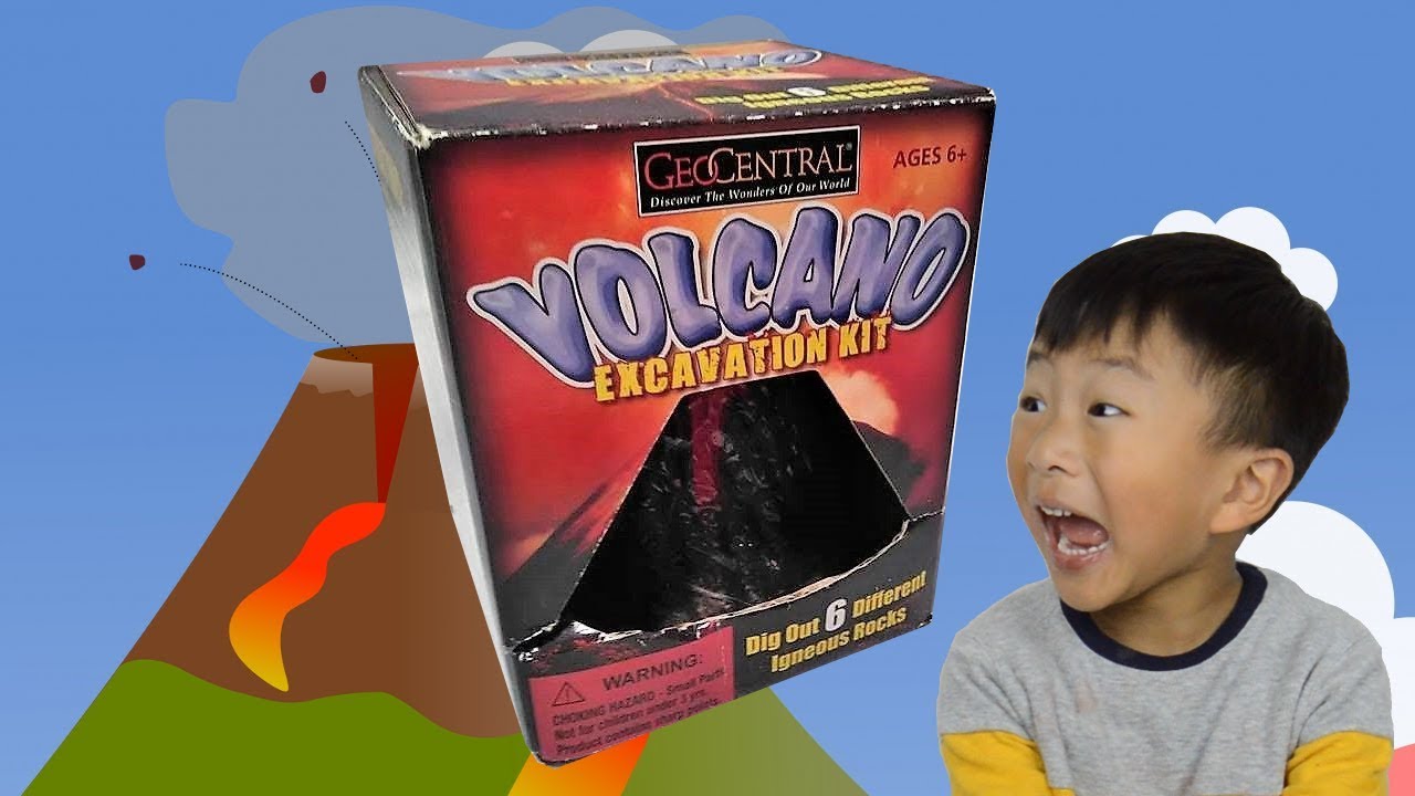 We go Volcano Digging! (GeoCentral Rock Volcano Excavation Kit) - YouTube