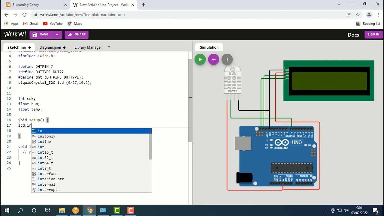 Arduino Sensor DHT22 Simulasi dengan Wokwi - YouTube